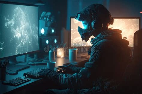 Hacker In Black Hoodie Hacking And Internet Security Concept Generative Ai Stock Illustration