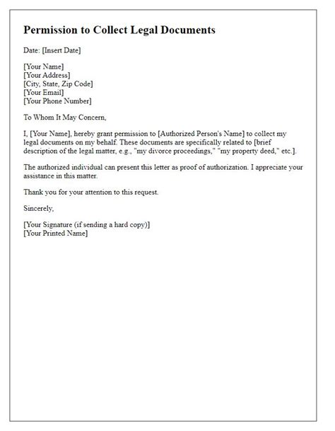 Letter Template For Document Collection Authorization Free Samples In Pdf Letterin
