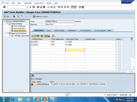 If I Changed To Type Table Of No Error For Internal Table