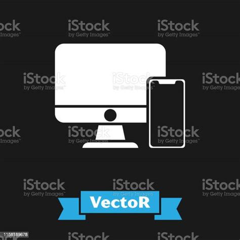 흰색 컴퓨터 모니터와 휴대 전화 아이콘은 검은 색 배경에 격리 인터넷 마케팅에서의 수입 벡터 일러스트레이션 Lcd에 대한 스톡 벡터 아트 및 기타 이미지 Istock