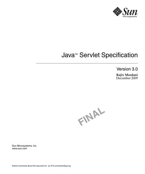 Pdf Java Servlet Specification Otn Pubjcpservlet 30 Fr Oth