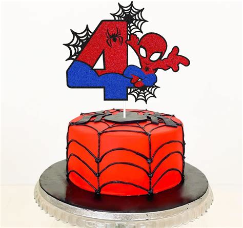 Spider 4th Birthday Cake Topper Spider Cartoon Movie Themed Happy 4s