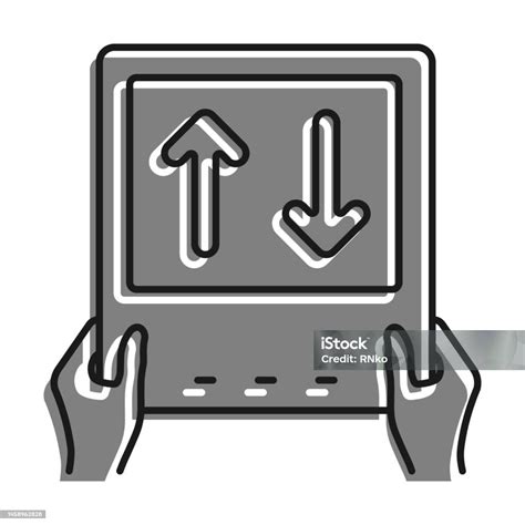 선형은 회색 아이콘으로 채워져 있습니다 선수 교체를 위한 전자 스코어보드를 보여주는 스포츠 경기 심판 손 간단한 흑백 벡터 흰색