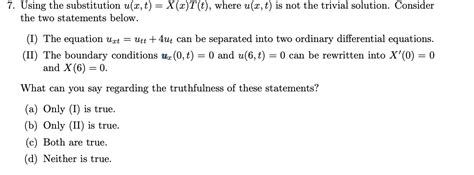 Solved Using The Substitution U X T X X T T Where Chegg Com