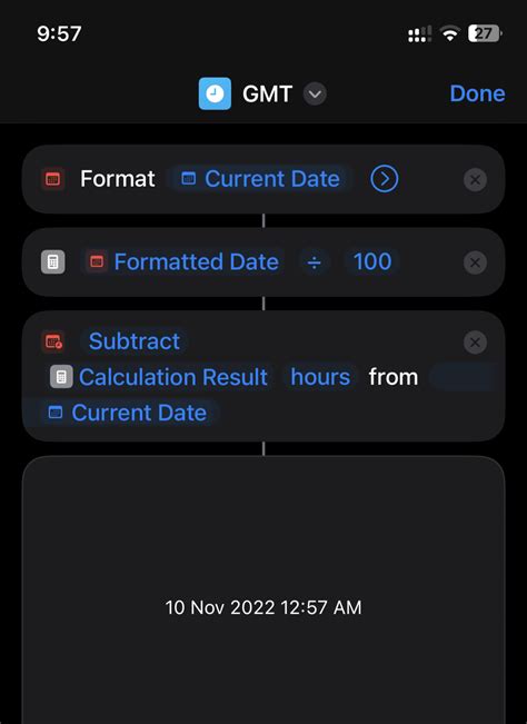 convert time zone action using variables r shortcuts