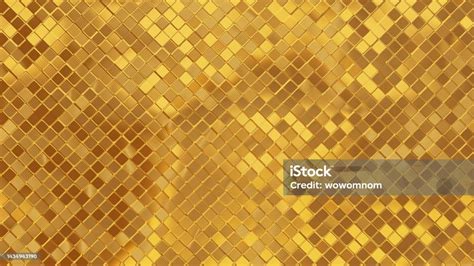 3d 골든 글리터 모자이크 텍스처 빛은 금속 노란색 배경 정사각형 모양의 장식 패턴 디자인 금속에 대한 스톡 사진 및 기타