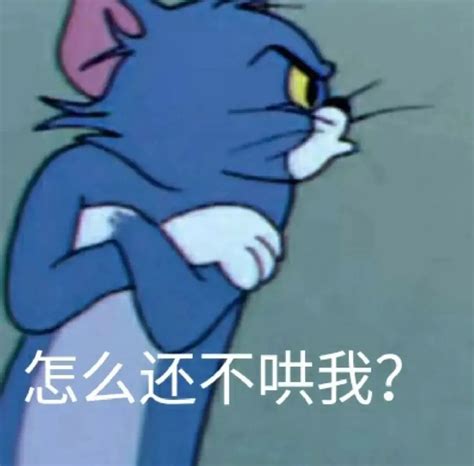 生气又傲娇的汤姆猫，配文“怎么还不哄我？”尽显委屈小情绪 实用聊天表情包表情包图片动图 求表情网 斗图从此不求人