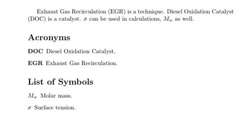 Formatting Nomenclature Acronym Or Glossary Tex Latex Stack