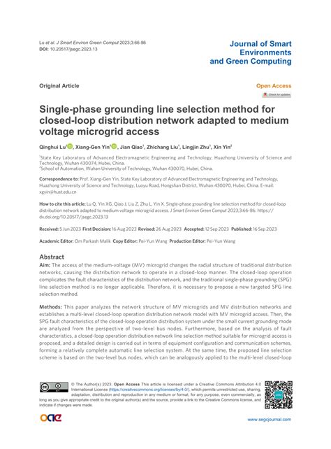 pdf single phase grounding line selection method for closed loop
