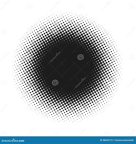 Halftone Dotted Vector Abstract Background Dot Pattern In Circle Shape Black Comic Banner
