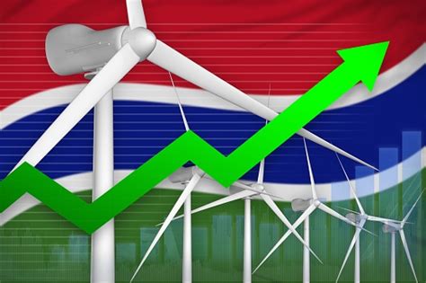 감비아 바람 에너지 힘 상승 도표 위로 화살표환경 자연 에너지 산업 그림 3d 일러스트레이션 3차원 형태에 대한 스톡 사진 및