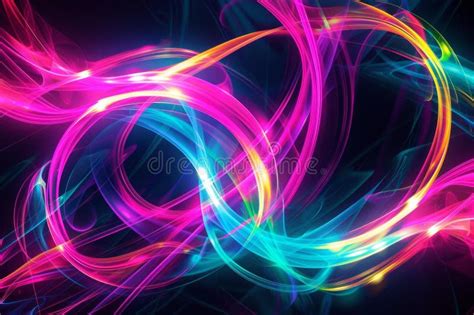 Colorful Abstract Light Trails On Dark Background Stock Illustration