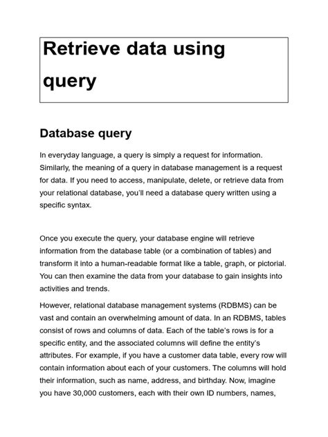Retrieve Data Using Query 11 Pdf Databases Relational Database