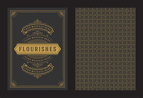 빈티지 장식 인사말 카드 캘리모트 화려한 소용돌이와 비네팅 프레임 디자인 벡터 템플릿 골동품에 대한 스톡 벡터 아트 및 기타 이미지 골동품 금선세공 꽃무늬 Istock