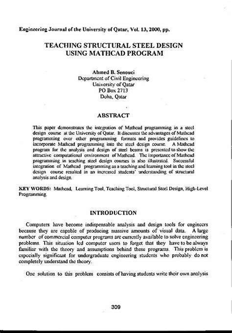 Pdf Teaching Structural Steel Design Using Mathcad · Teaching
