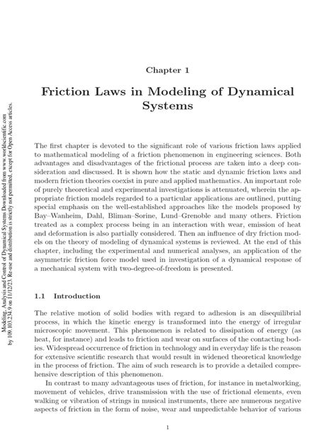 2017 Friction Laws In Modeling Of Dynamical Systems Pdf Friction