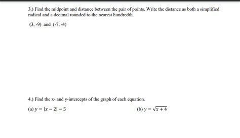 Solved 3 Find The Midpoint And Distance Between The Pair Chegg Com