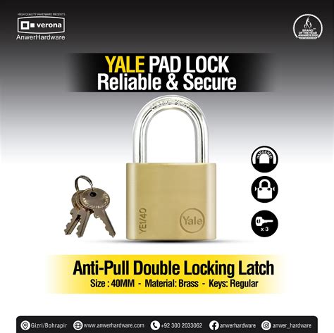 Yale Brass Pad Lock Ye1 ⋆ Anwer Hardware