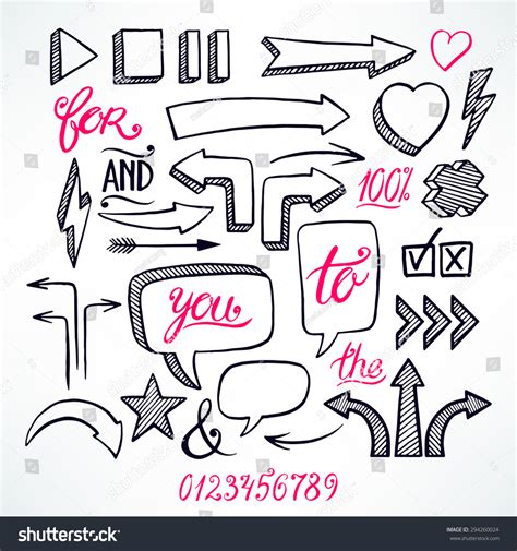 Vector Set Handdrawn Arrows Bubbles Icons Stock Vector Royalty Free Shutterstock