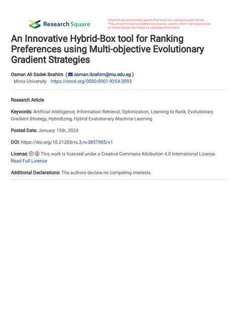 Pdf An Innovative Hybrid Box Tool For Ranking Preferences Using Multi