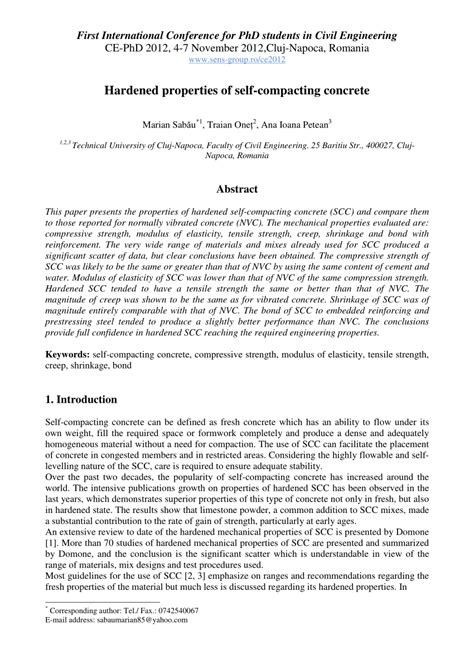 Pdf Hardened Properties Of Self Compacting Concrete