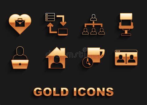 Set Online Working Office Chair Video Chat Conference Time Management Freelancer Hierarchy