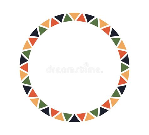 African Pattern Circle Frame Mexican Ethnic Motif Border Triangular