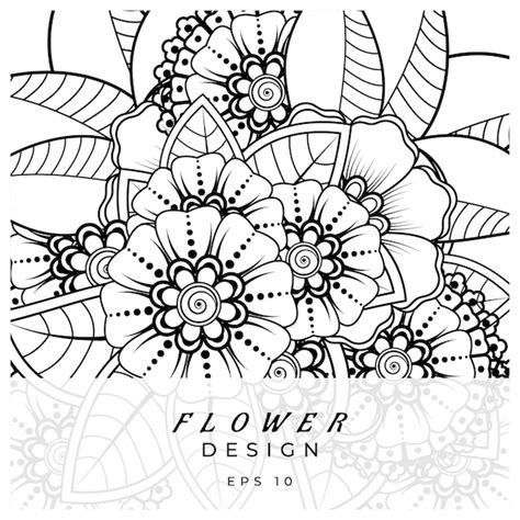 Premium Vector Mehndi Flower For Henna Mehndi Coloring Book Page