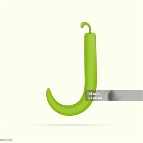 J 편지 녹색 칠리 고추 디자인 건강하고 채식주의 자 디자인 자연 템플릿 야채 로고 등을위한 벡터 야채 글꼴 건강한 식생활에 대한 스톡 벡터 아트 및 기타 이미지 Istock