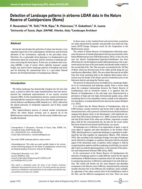 Pdf Detection Of Landscape Patterns In Airborne Lidar Data In The