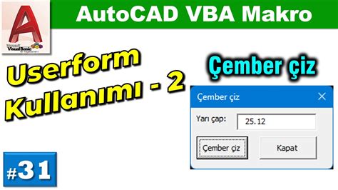 31 Userform Kullanımı 2 Çember çiz Youtube