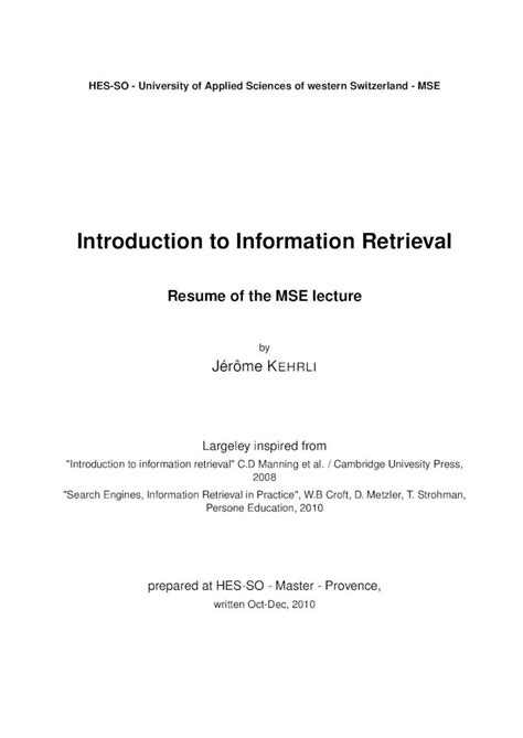 Pdf Introduction To Information Retrieval Niceideasch