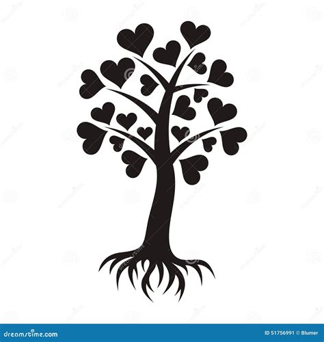 Tree With Hearts And Roots Stock Vector Illustration Of Ornament