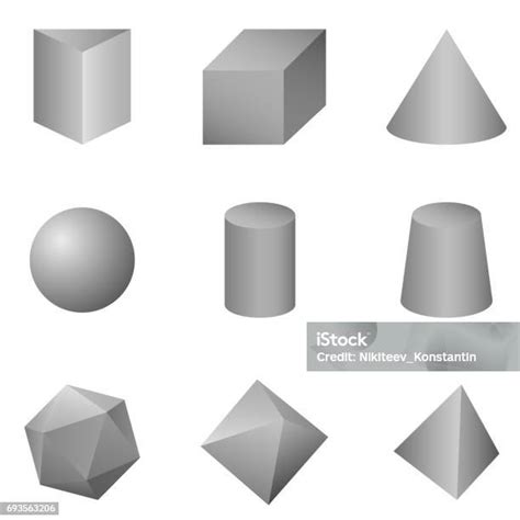 회색 그라데이션 기하학적 도형의 벡터 세트 3차원 형태에 대한 스톡 사진 및 기타 이미지 3차원 형태 대학교 직사각형 Istock