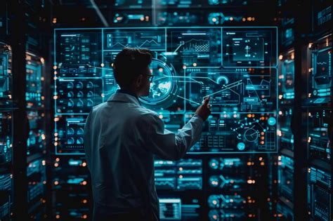 Scientist Is Using A High Tech Dashboard To Analyze Science And Research Data Technology