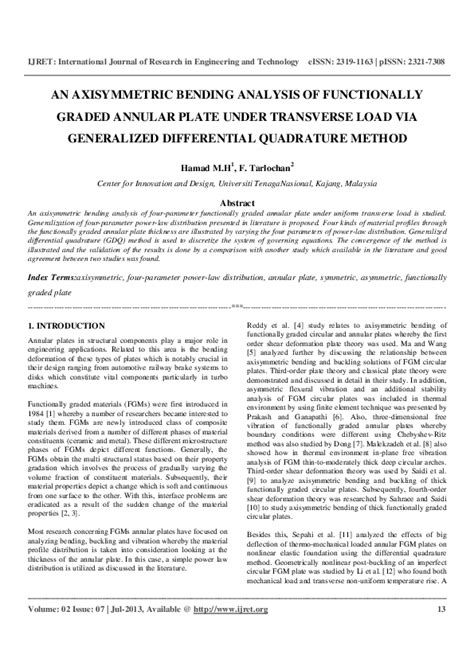 Pdf An Axisymmetric Bending Analysis Of Functionally