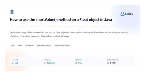 How To Use The Shortvalue Method On A Float Object In Java Labex