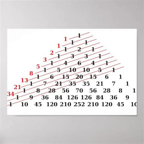 Math Fibonacci Numbers Pascals Triangle Poster Zazzle