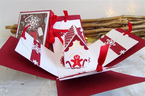 3d коледна картичка експлодираща кутийка със светеща къщичка Handmasters Bg