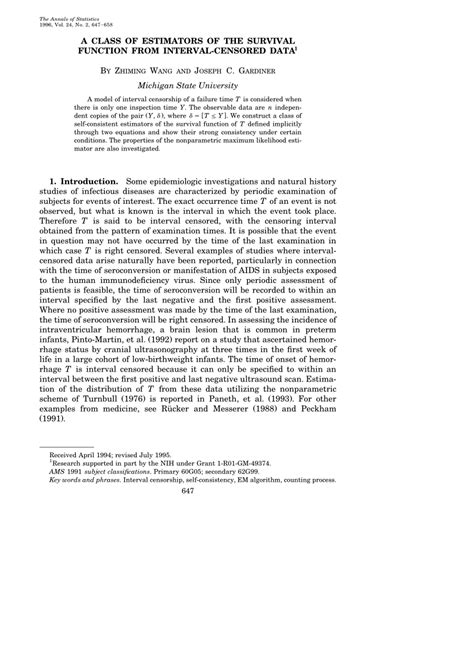 Pdf A Class Of Estimators Of The Survival Function From Interval Censored Data