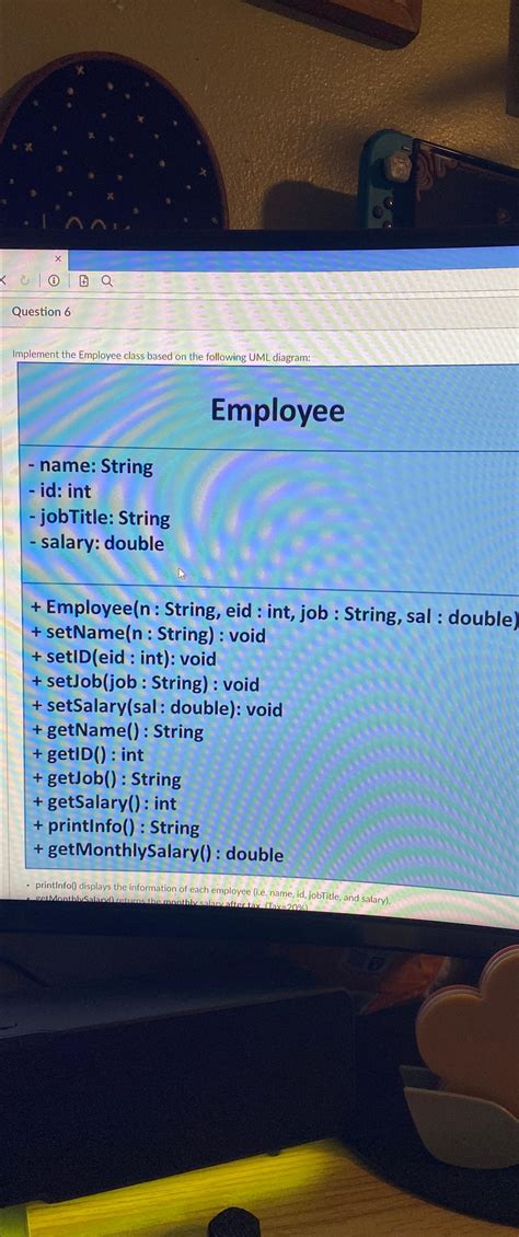 Solved Question 6implement The Employee Class Based On The