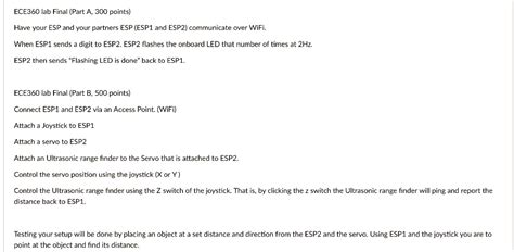 Write The Code For Part A And Part B Ece Lab Final Part A Points Have Your Esp And Your