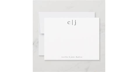 Two Initial Monogram Silver Gray Couple Stationery Note Card Zazzle Two Initial Monogram Silver Gray Couple Stationery Note Card Zazzle