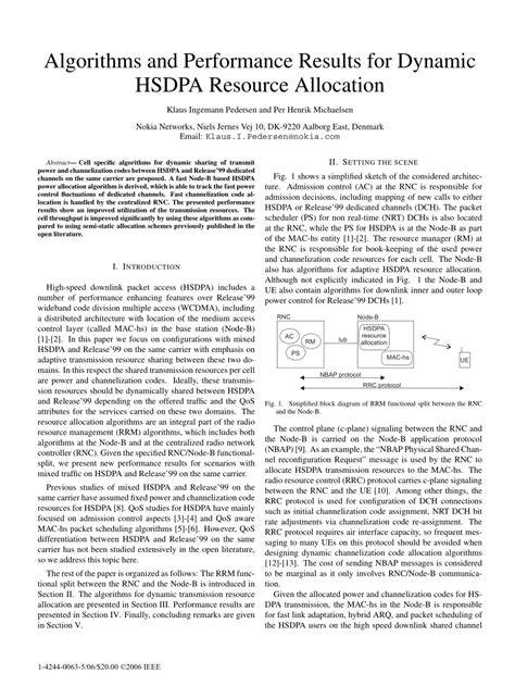 Pdf Algorithms And Performance Results For Dynamic Hsdpa Resource Allocation