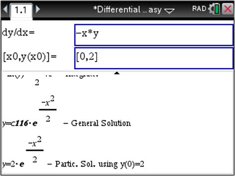 Solve Separable 1 Order Differential Equation Using The Tinspire Cx