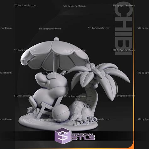 Chibi Psyduck Vacation Pokemon Digital Sculpture Specialstl