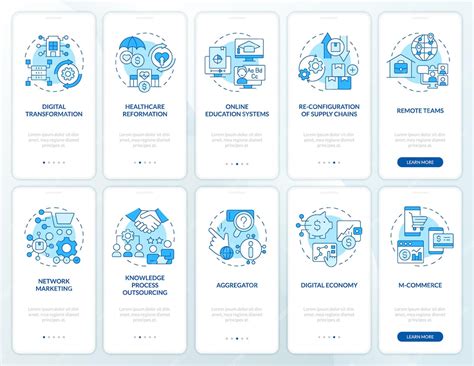 Premium Vector Business Tendencies Blue Onboarding Mobile App Screen Set