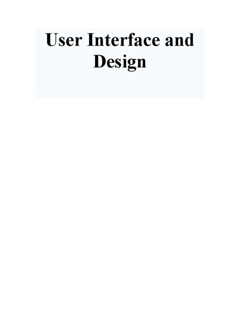 User Interface Design Pdf Usability Human Computer Interaction