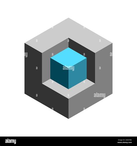 3d Isometric Box Shape Small Cube In A Big Cube Abstract Dimensional