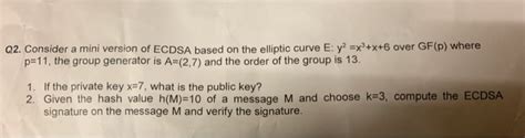 Solved Q2 Consider A Mini Version Of Ecdsa Based On The